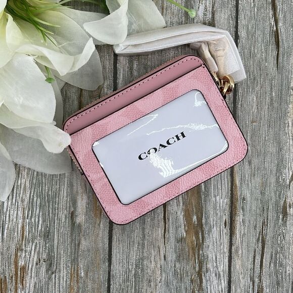 Coach | Bags | Coach Limited Zip Card Case In Signature Canvas Powder ...